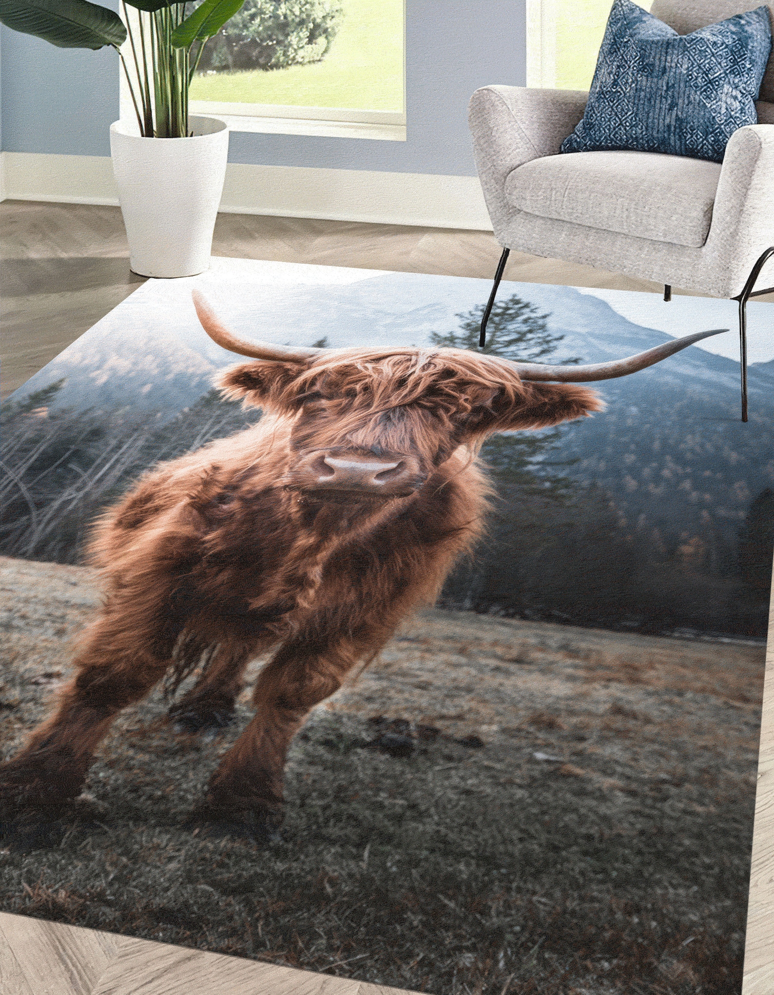 Highland Cow Rug Cow Rugs Farmhouse Rugs Animal Rugs - Etsy