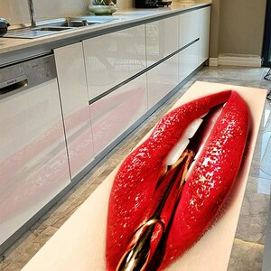 Easy to Clean Rug, Bridesmaid Gift, Step Rug, Gift for Her, Red Lip and ...