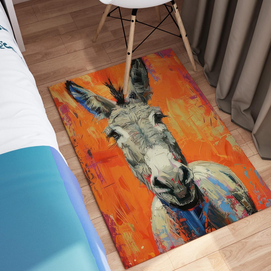 Donkey, Abstract, Modern, Orange, Donkey Portrait, Patterned Rug,modern ...