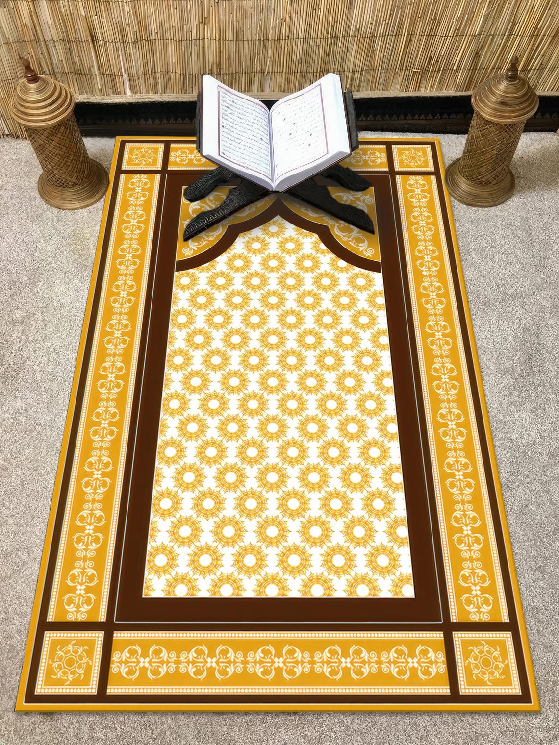Salon Decor Rug, Nursery Rug, Living Room Rug,yellow and Brown Prayer ...