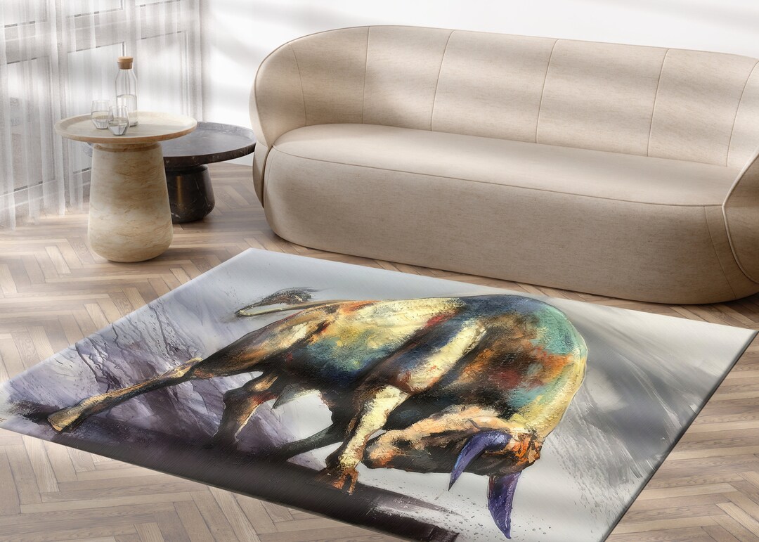 Salon Rug, Bedroom Rug, Man Cave Rug, Non Slip Rug, Bull Rugs, Bull ...