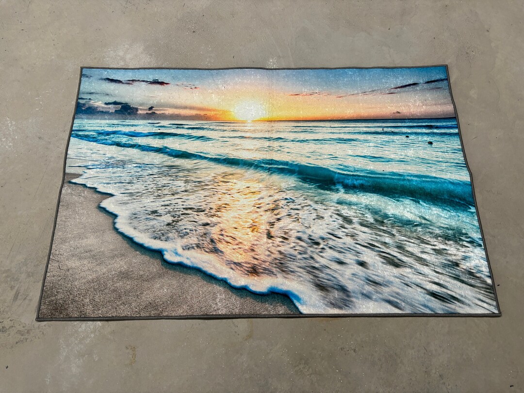 Classic Rug, Coastal Rug, Cool Rug, Anti-slip Carpet, Sunset at the ...