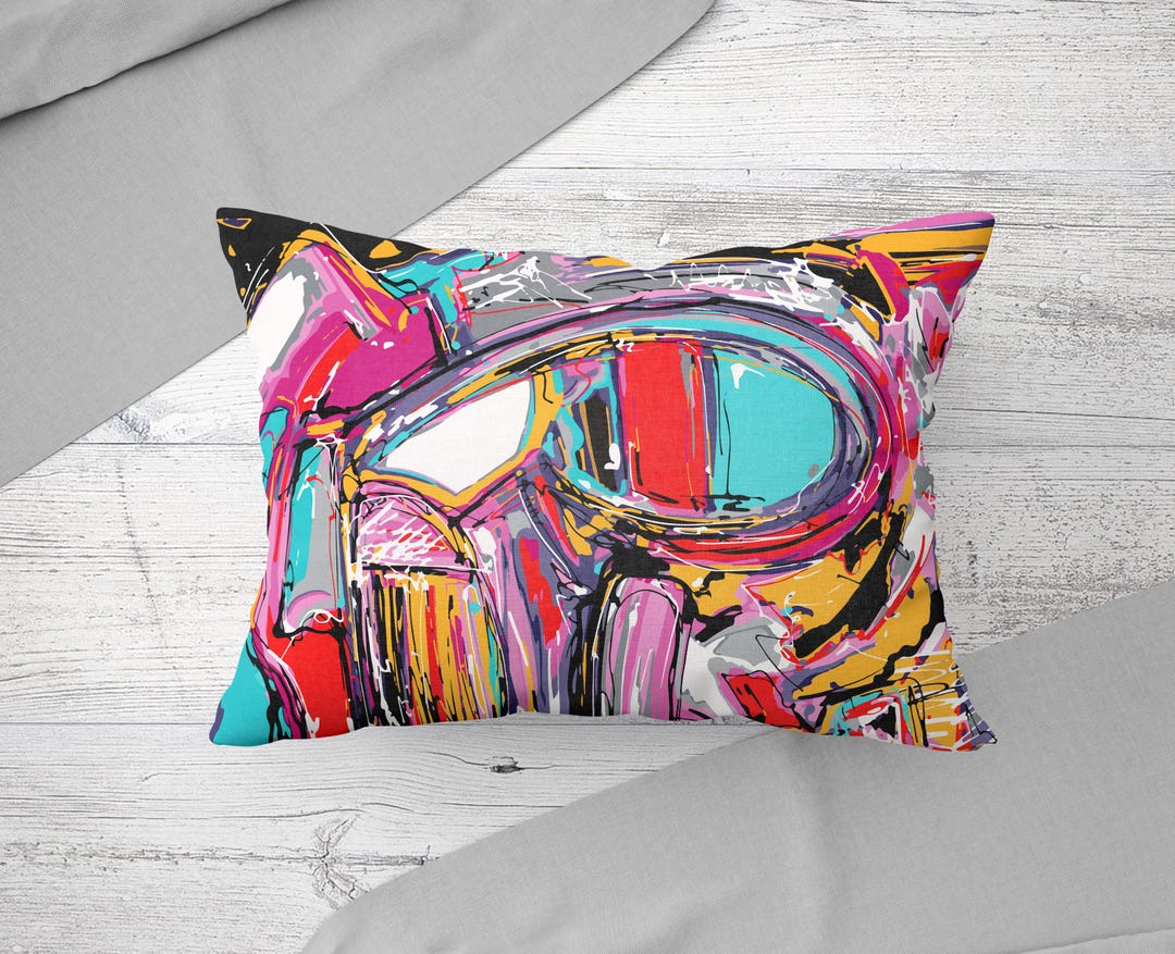 Graffiti Pillow Cover, Abstract Graffiti Painting Pillow Sham, Colorful ...