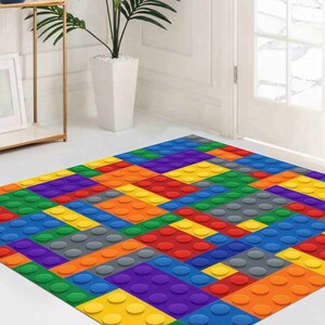 Colorful Building Blocks Rug, Game Room Rugs, Building Blocks Rugs ...