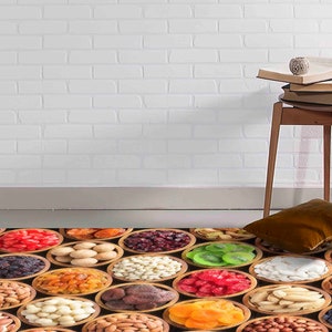 Colorful Foods Rug, Kitchen Rug, Nuts Rug, Modern Rug, Housewarming ...