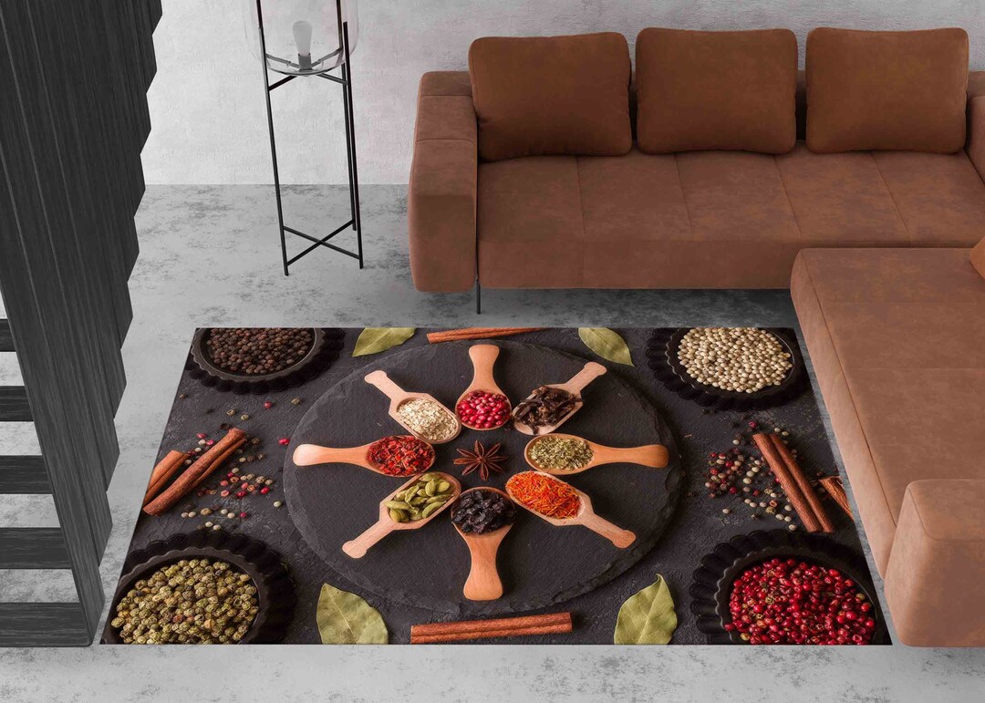Spices Rugs, Indian Spices Rug, Kitchen Rugs, Modern Rug, Anti-slip ...