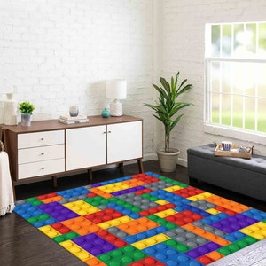 Colorful Building Blocks Rug, Game Room Rugs, Building Blocks Rugs ...