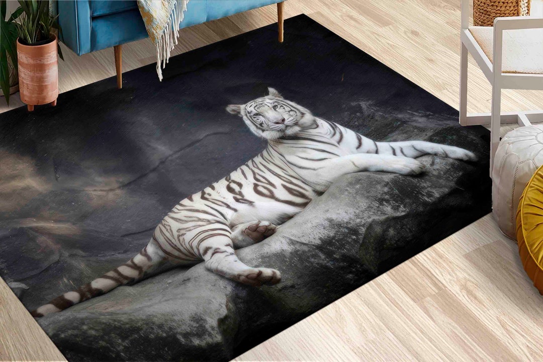 Tiger Rug, Big Cat Rugs, White Tiger Rugs, Animal Rug, Salon Rug ...