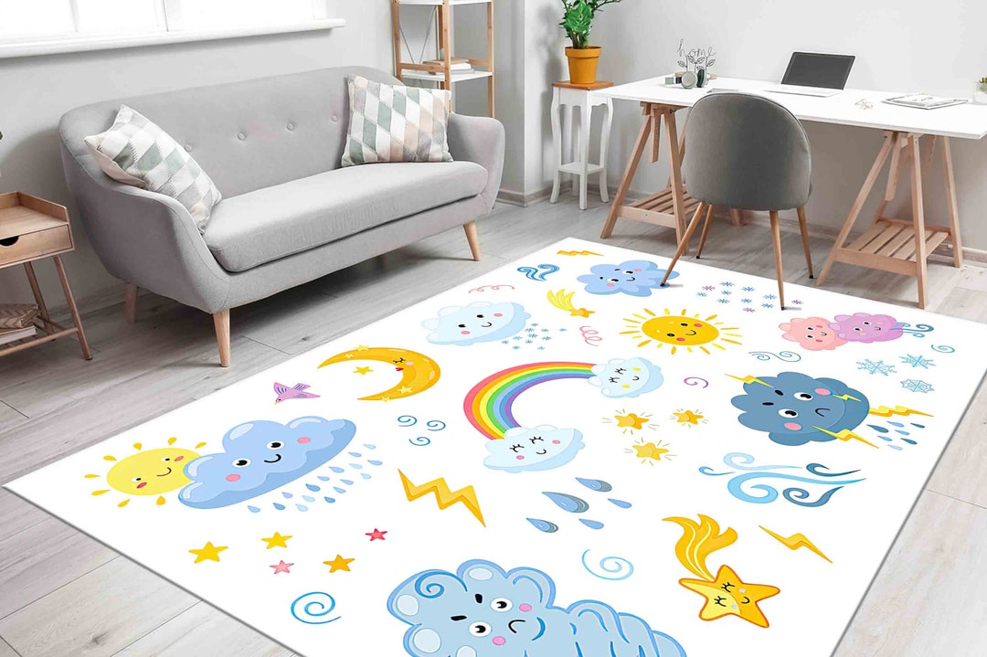 Cloud Rug, Sun Rugs, Yellow Rug, Children Rug, Nursery Rug, Pattern Rug ...