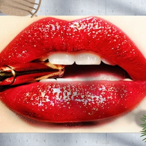 Easy to Clean Rug, Bridesmaid Gift, Step Rug, Gift for Her, Red Lip and ...