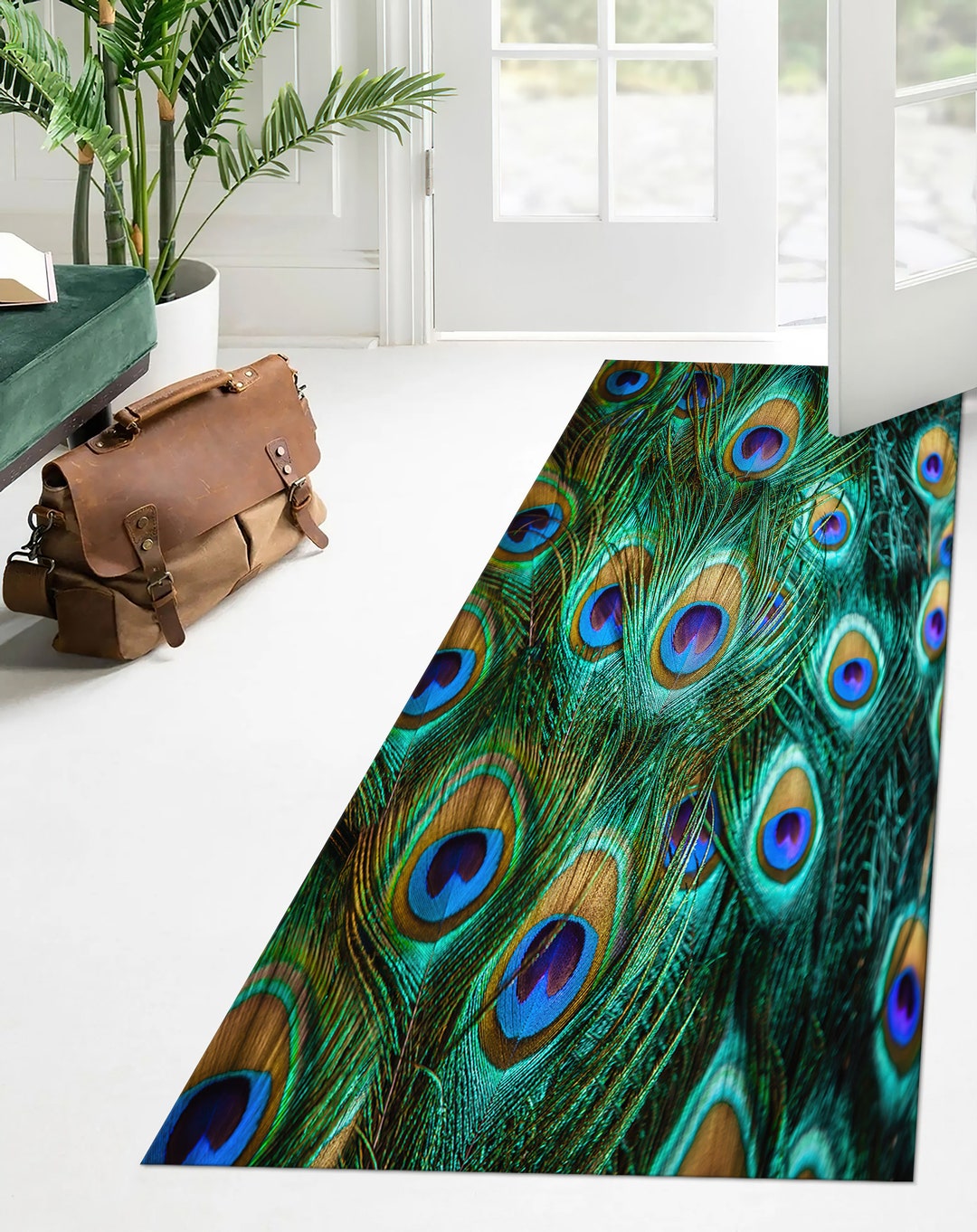 Custom Rug, Entry Rug, Indoor Rug, Non-slip Carpet, Colorful Peacock ...