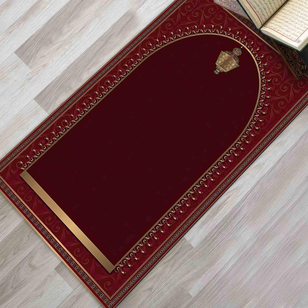 Red and Gold Prayer Rug, Spiritual Rugs, Gold Rug, Islamic Rug ...