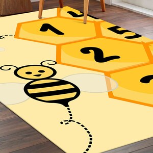 Cute Bee and Numbers Rug, Cute Bee Rugs, Yellow Rugs, Kids Room Rugs ...