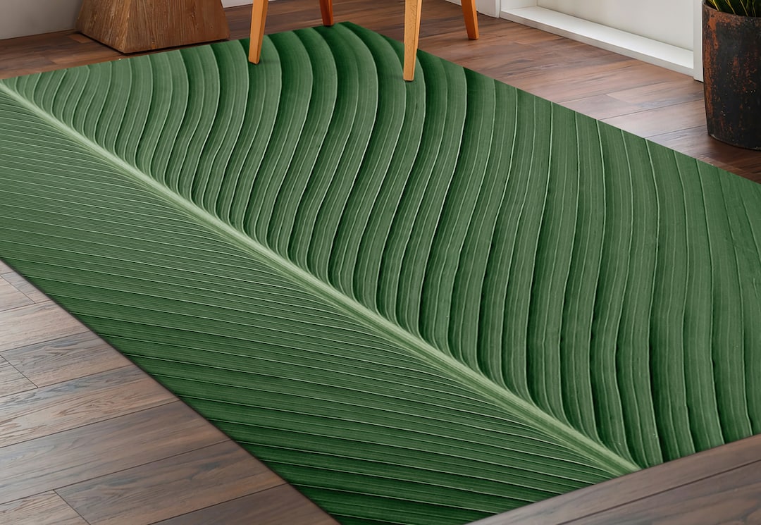 Thick Rug, Green Rug, Entry Rug, Anti-slip Carpet, Green Leaf Rug, Leaf ...