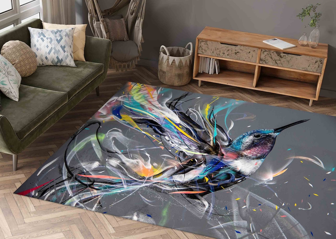 Abstract Hummingbird Rugs, Modern Rugs, Colorful Rug, Animal Rug ...