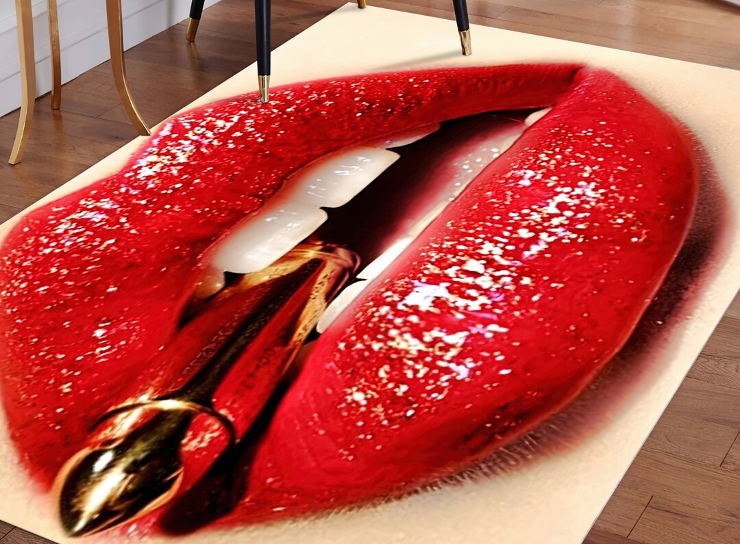 Easy to Clean Rug, Bridesmaid Gift, Step Rug, Gift for Her, Red Lip and ...