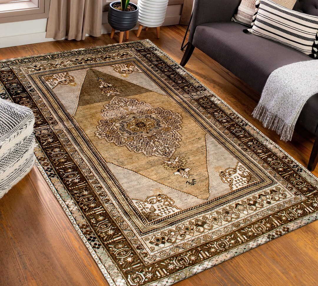 Brown Rug, Medallion Pattern Rug, Ethnic Pattern Rugs, Antique Style ...