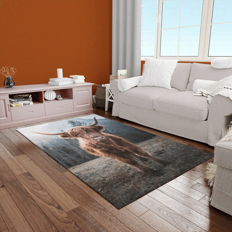 Highland Cow Rug Cow Rugs Farmhouse Rugs Animal Rugs - Etsy