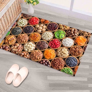 Colorful Foods Rug, Kitchen Rug, Nuts Rug, Modern Rug, Housewarming ...