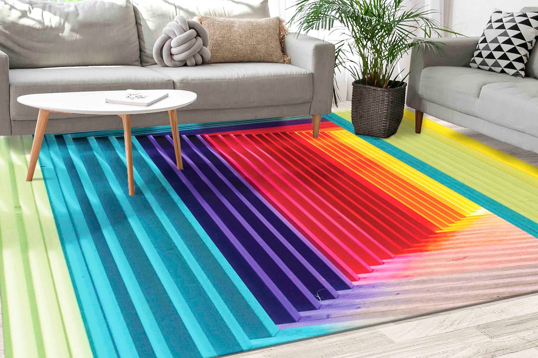 Colorful 3d Effect Rug, Hypnotic Rug, Colorful Rug, Modern Rug, Large ...