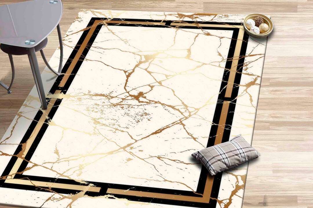 Gold Marble Rugs, Trendy Rugs, Black and Gold Rug, Alcohol Ink Rugs ...