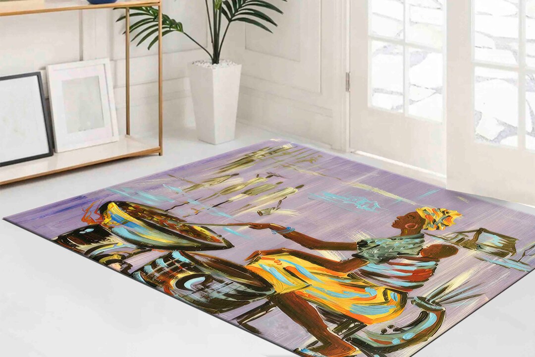Salon Decor Rug, 3D Printed Rug, Pattern Rug, Anti-slip Carpet, African ...