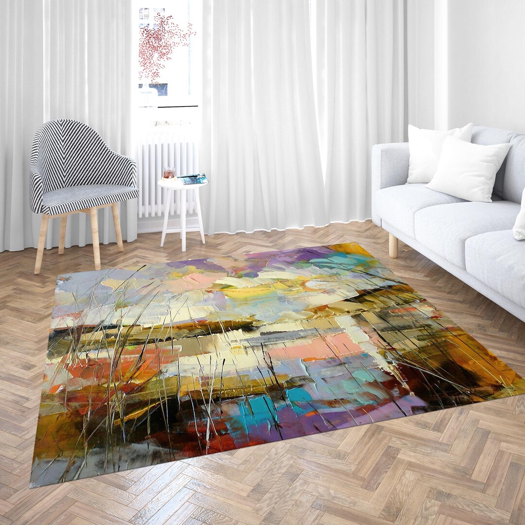 Abstract Landscape Painting Rugs, Contemporary Rug, Abstract Landscape ...