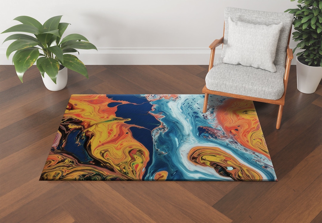 Dining Room Rug, Cool Rug, Front Door Rug, Gift for the Home, Orange ...