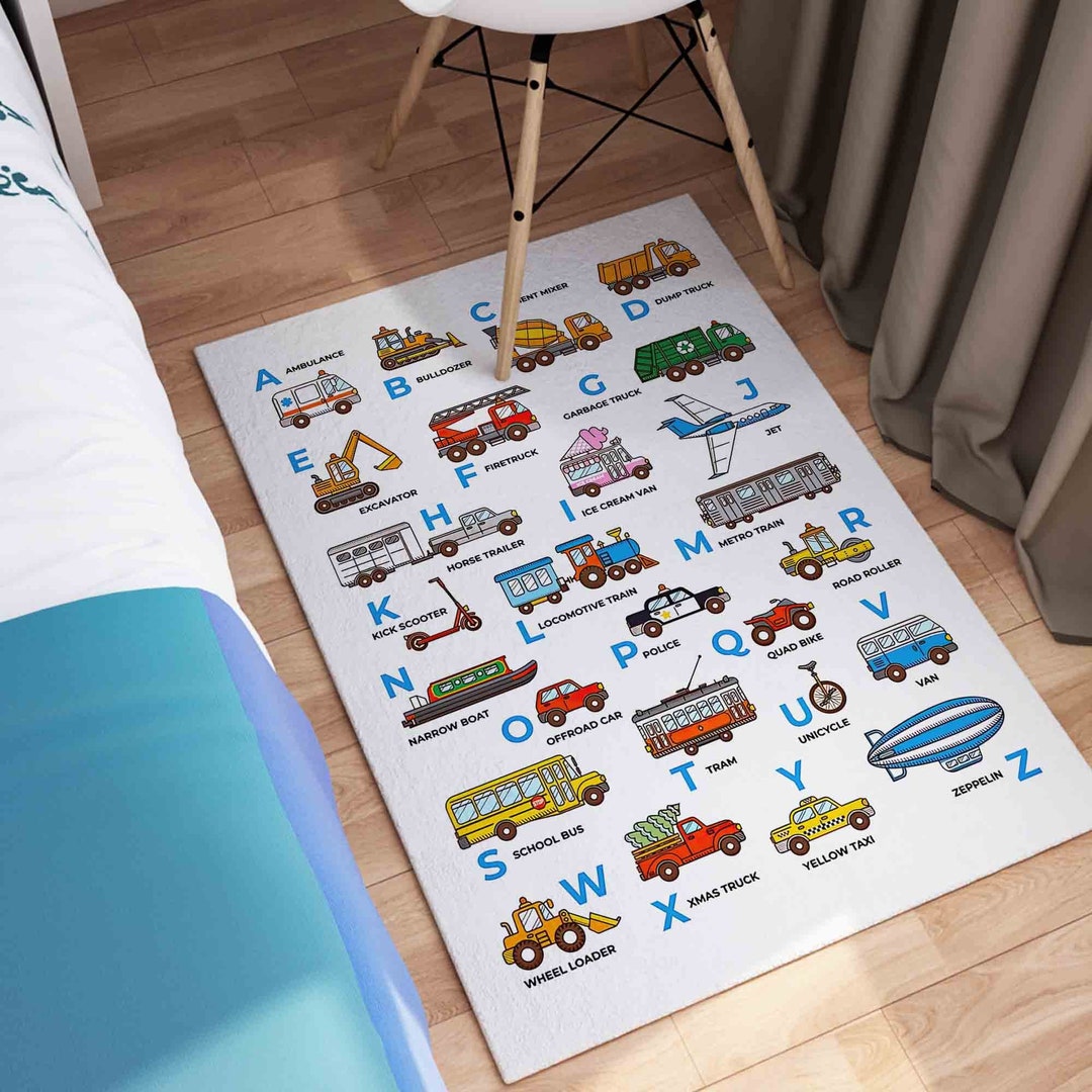 Vehicle ABC Rug, Alphabet Rug, ABC Rug, Children Rugs, Gift for the ...