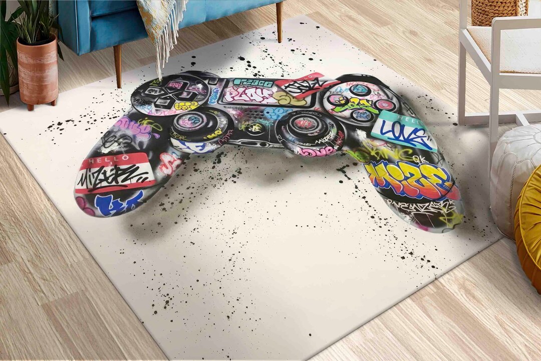 Graffiti Game Console Rugs, Banksy Graffiti Rugs, Game Room Rugs ...