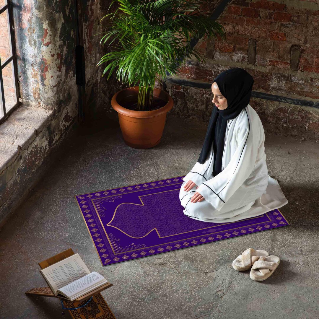Purple and Gold Prayer Rugs, Spiritual Rug, Gold Rugs, Modern Rug ...