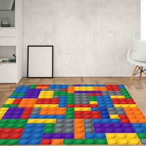 Colorful Building Blocks Rug, Game Room Rugs, Building Blocks Rugs ...