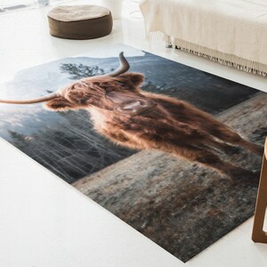 Highland Cow Rug, Cow Rugs, Farmhouse Rugs, Animal Rugs, Runner Rug ...