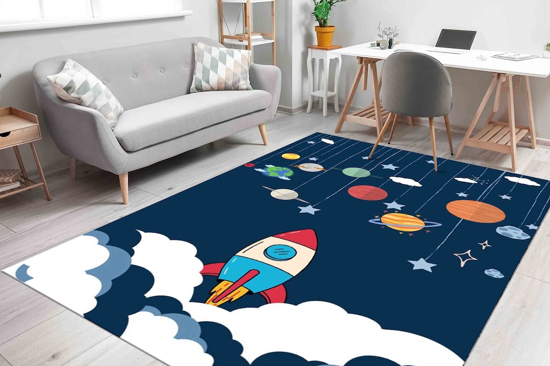 Rocket Rugs, Solar System Rugs, Spaceship Rug, Kids Rug, Indoor Rug ...