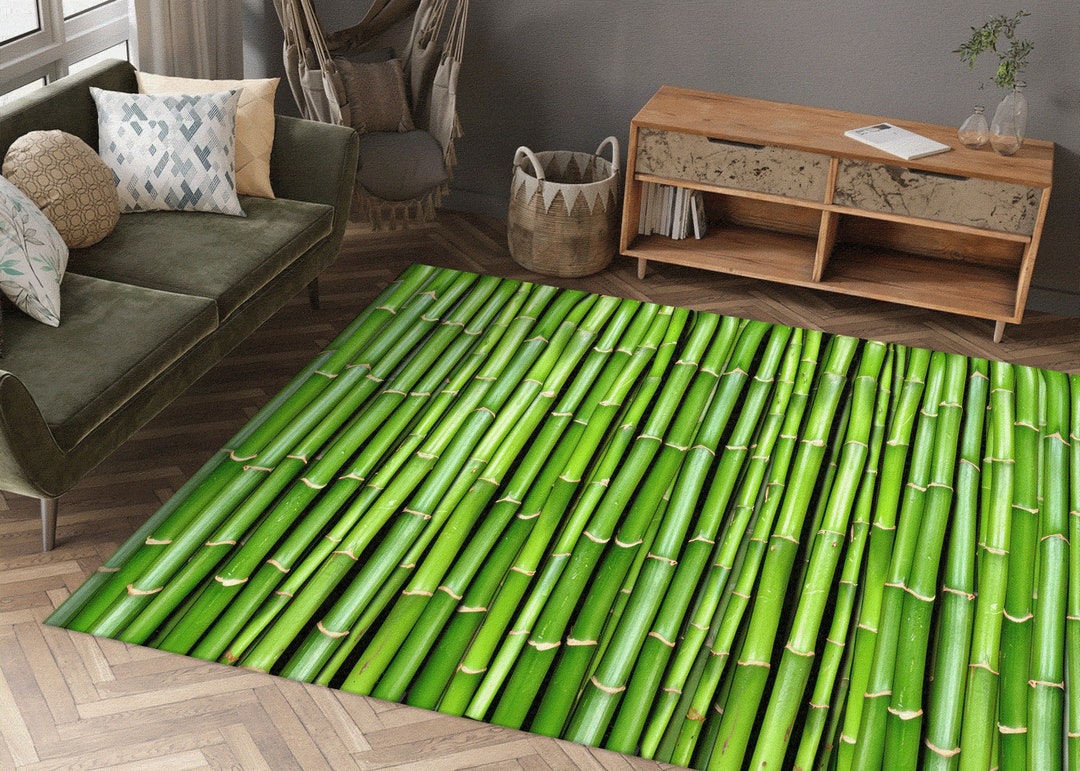 Bamboo Tree Rug, Farmhouse Rugs, Green Rugs, Landscape Rug, Salon Rug ...