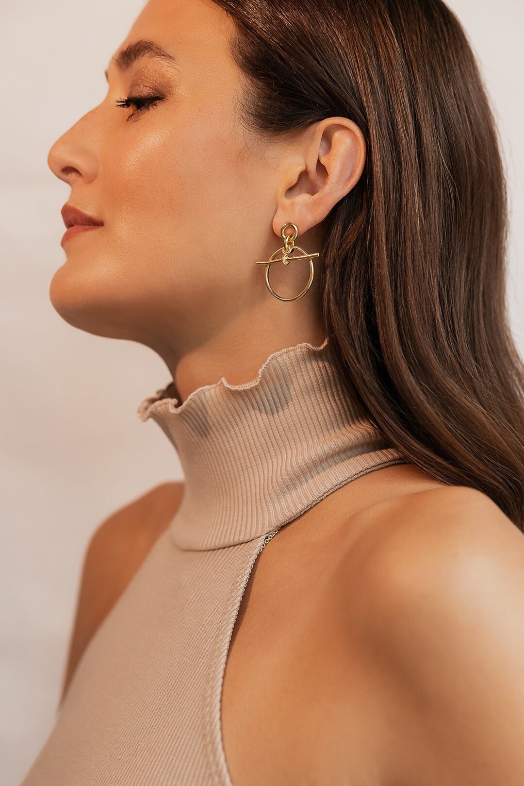 18 Carat Gold Plated T Bar Hoops - Etsy