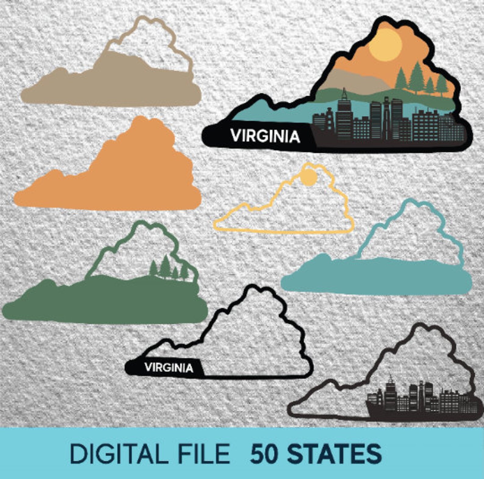 50 American States Bundle SVG, Laser Cut Files, Glowforge, American ...