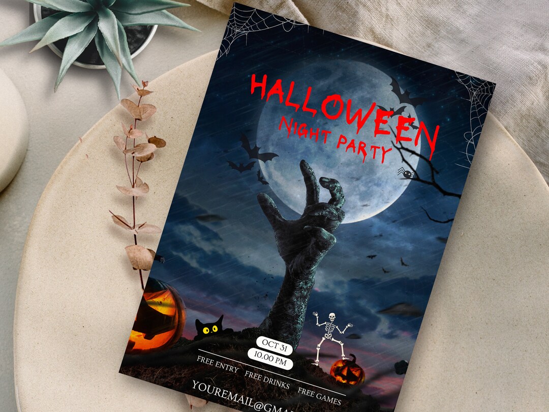 Digital Halloween Invitation Halloween Night Party Invitation - Etsy