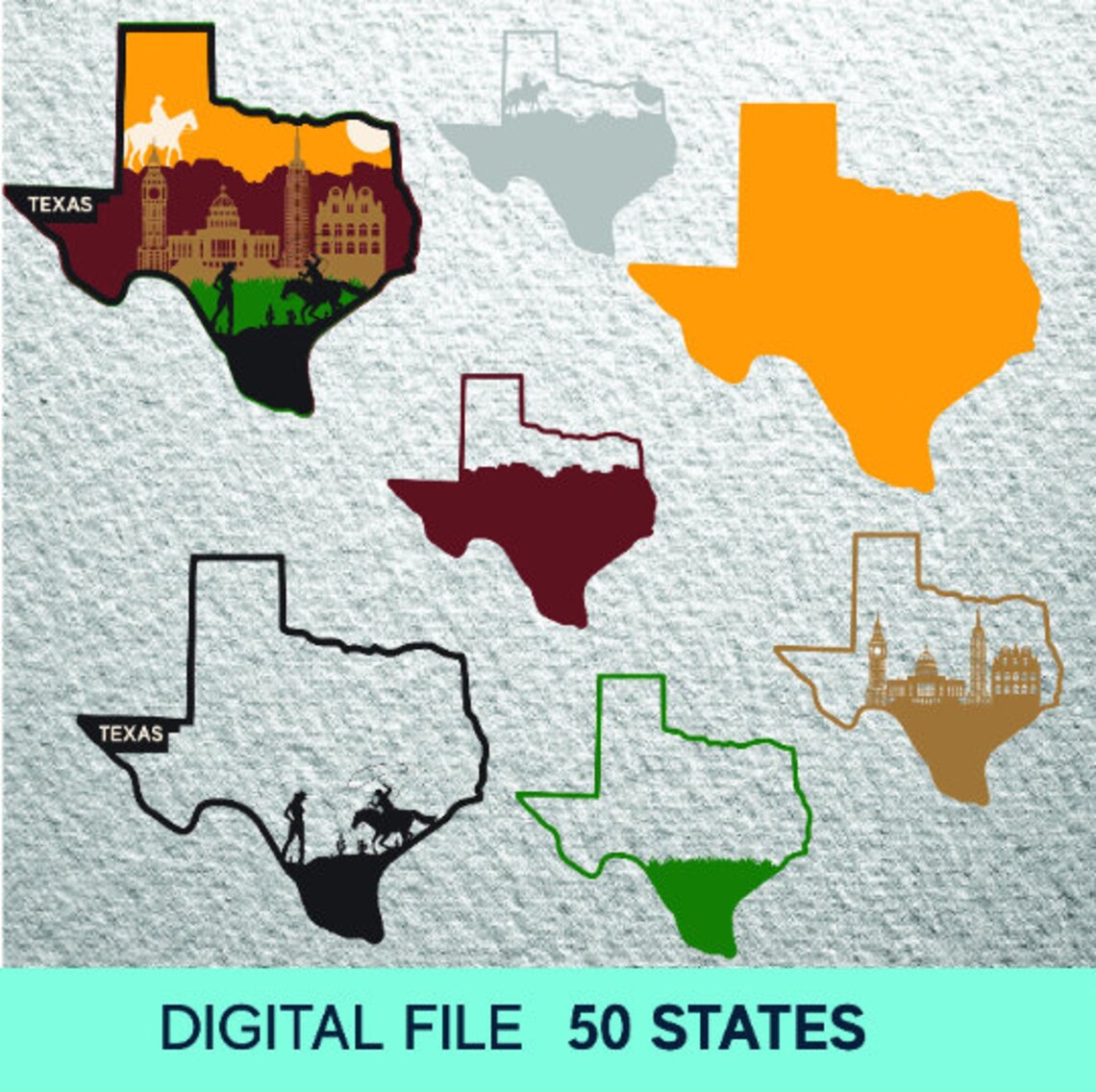 50 American States Bundle SVG, Laser Cut Files, Glowforge, American ...