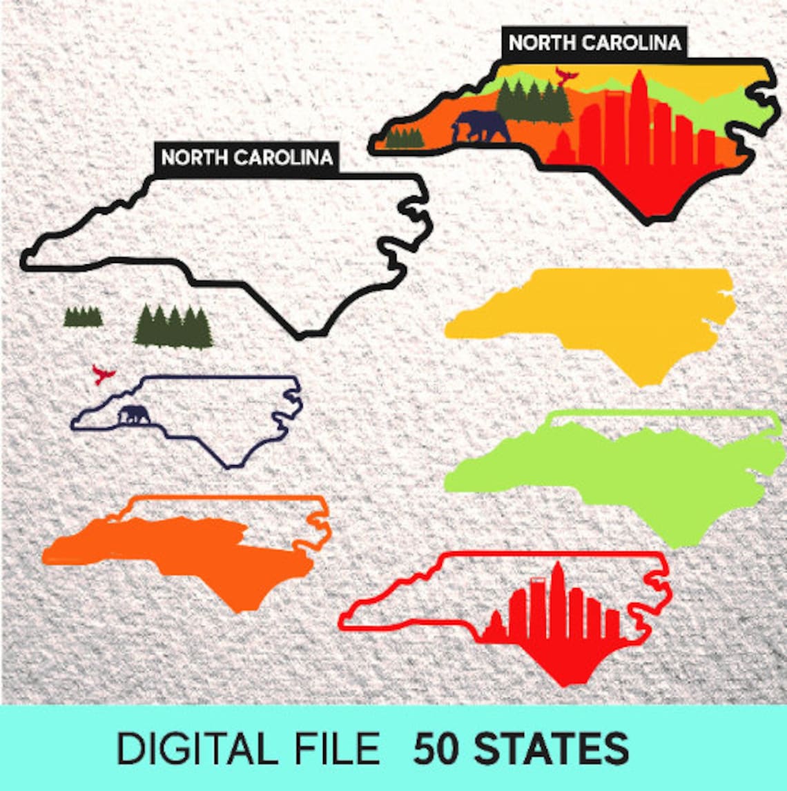 50 American States Bundle SVG, Laser Cut Files, Glowforge, American ...