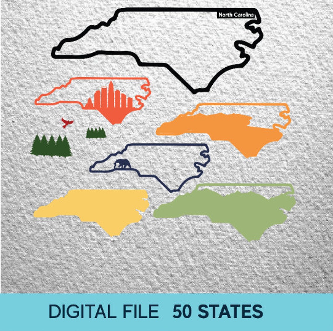 50 American States Bundle SVG, Laser Cut Files, Glowforge, American ...