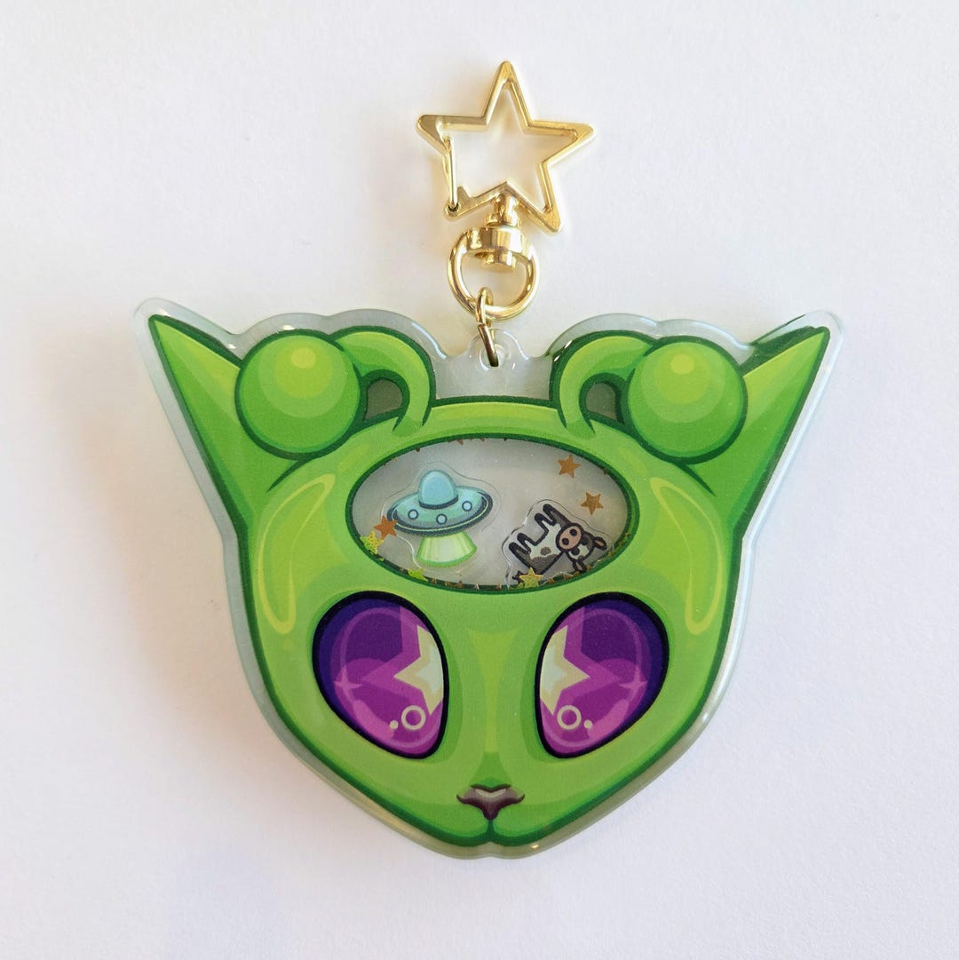 Alien Cat Shaker Keychain - Etsy
