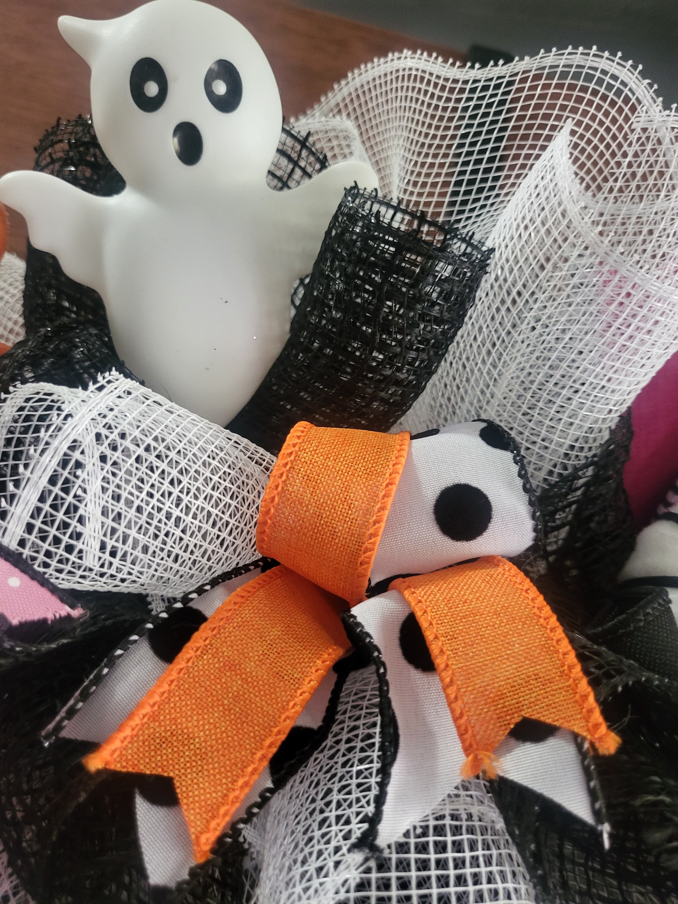 Hot Pink and Orange Halloween Wreath, Spooky Halloween Wreath, Holiday ...