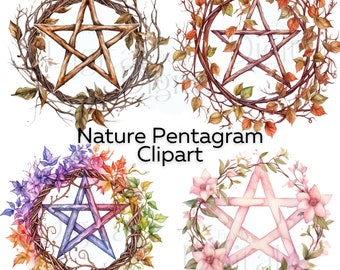 Watercolor Pentagram Digital Download Floral Pentagram - Etsy