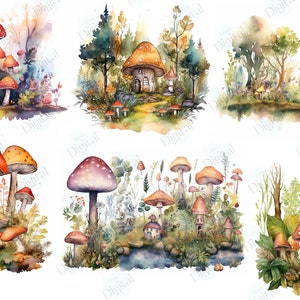 Enchanted Fantasy Forest Clipart, Watercolor Fairy Forest PNG, Magical ...