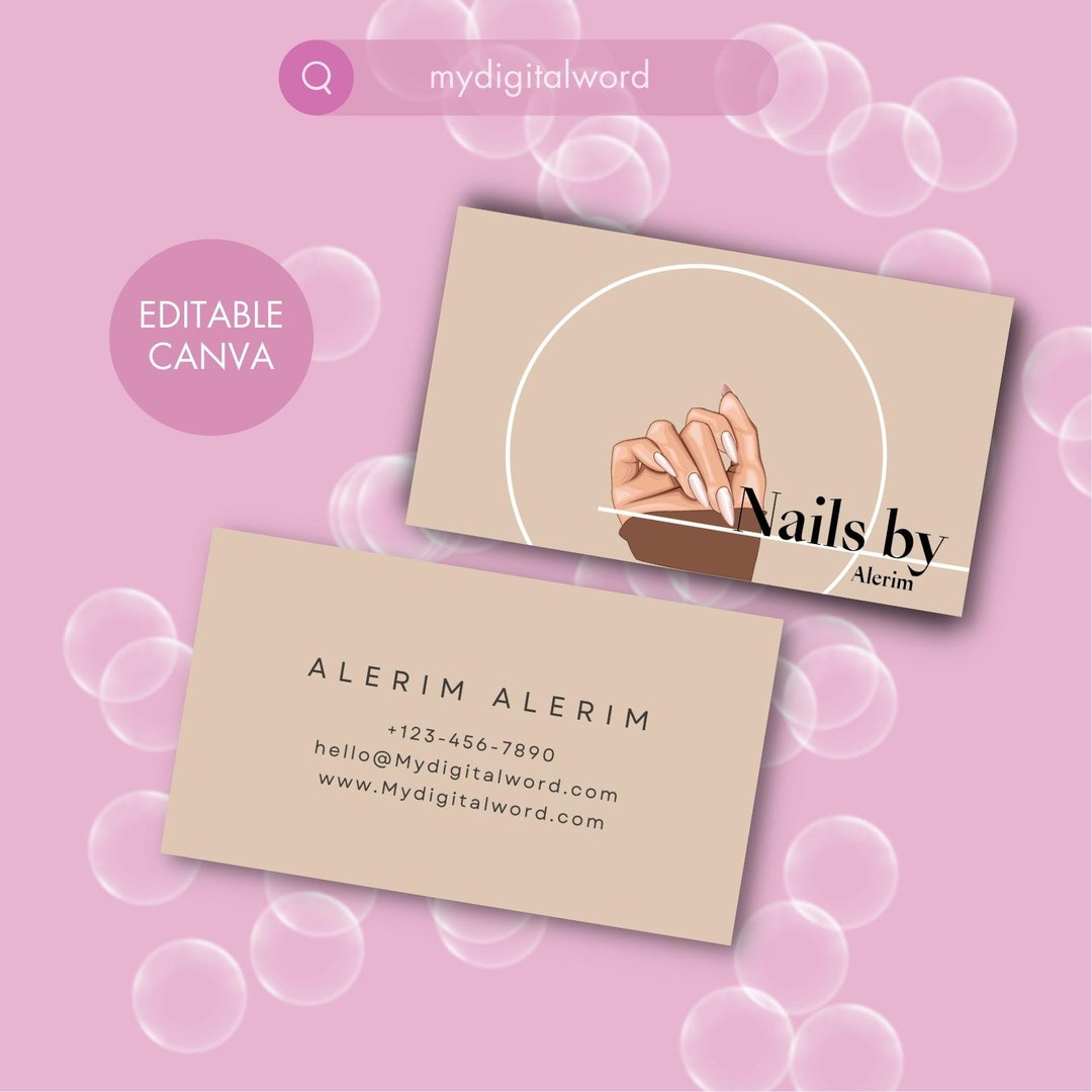 Editable and Printable Nail Tech Business Card Template Nails - Etsy