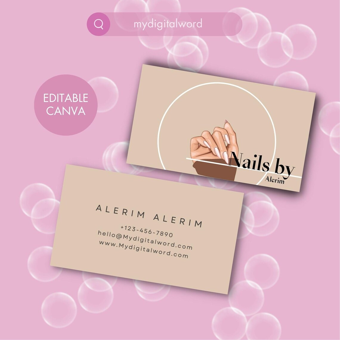 Editable and Printable Nail Tech Business Card Template Nails - Etsy