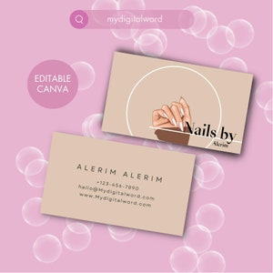 Editable and Printable Nail Tech Business Card Template Nails - Etsy