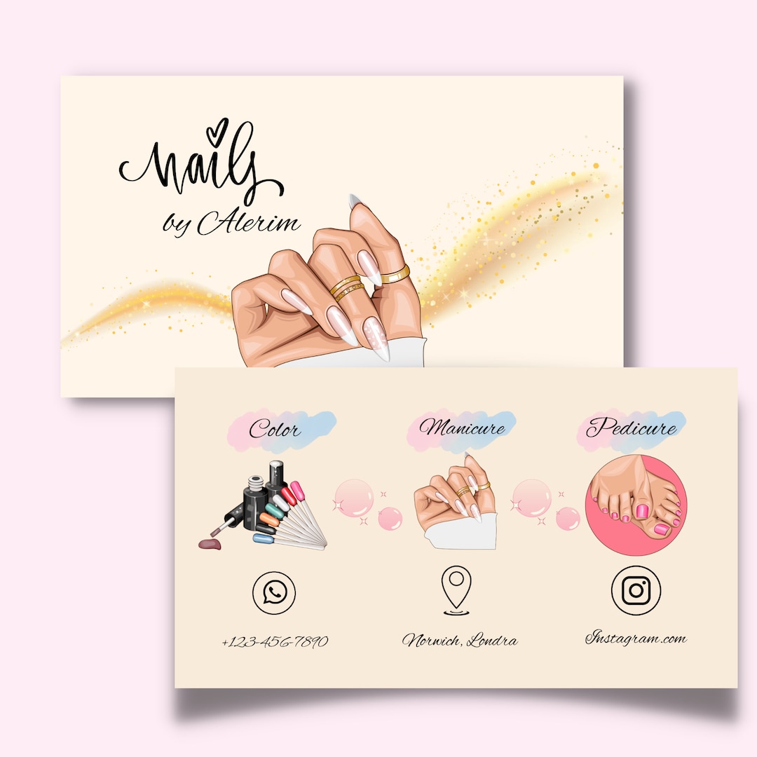 Editable Nail Artist Business Card Template Professionally Designed ...