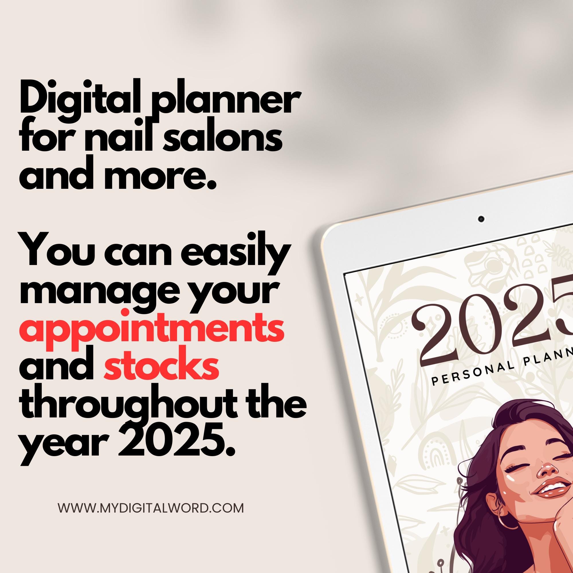 Digital Nail Salon Planner Appointment Scheduler, Minimal Nail Art ...